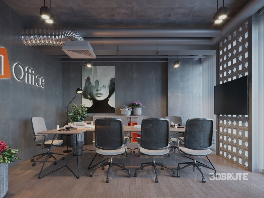 office interior 3D model 3dbrute