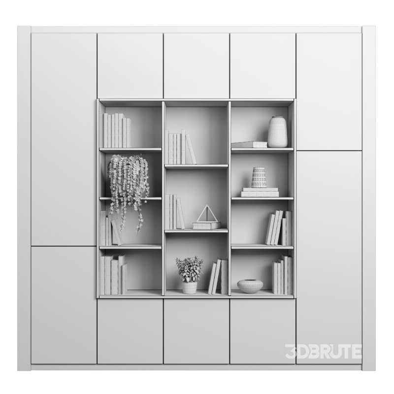 Bookcase 3D model 3dbrute