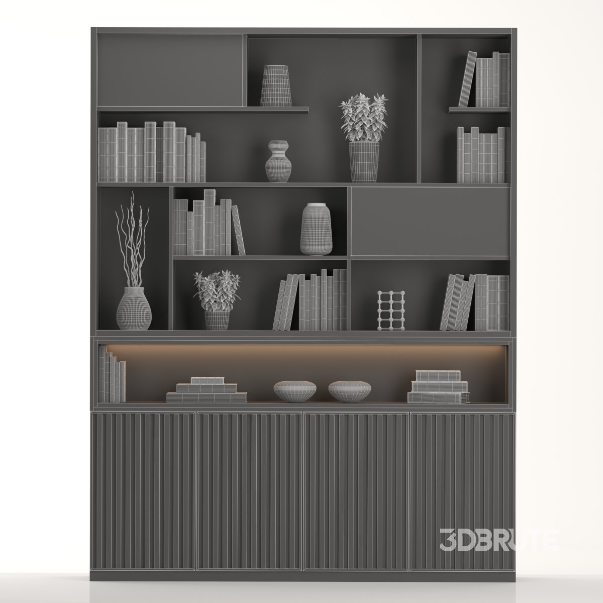 Bookcase 3D model 3dbrute