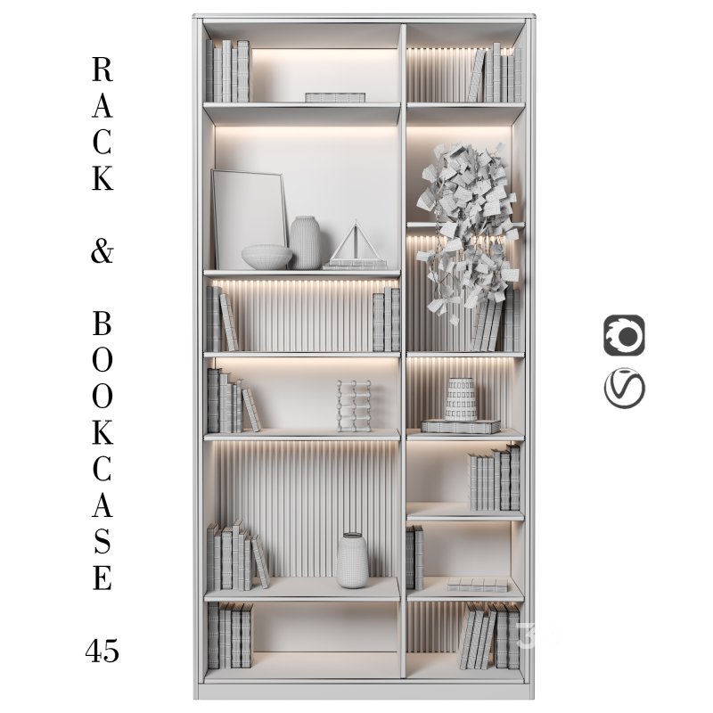 Bookcase 3D model 3dbrute