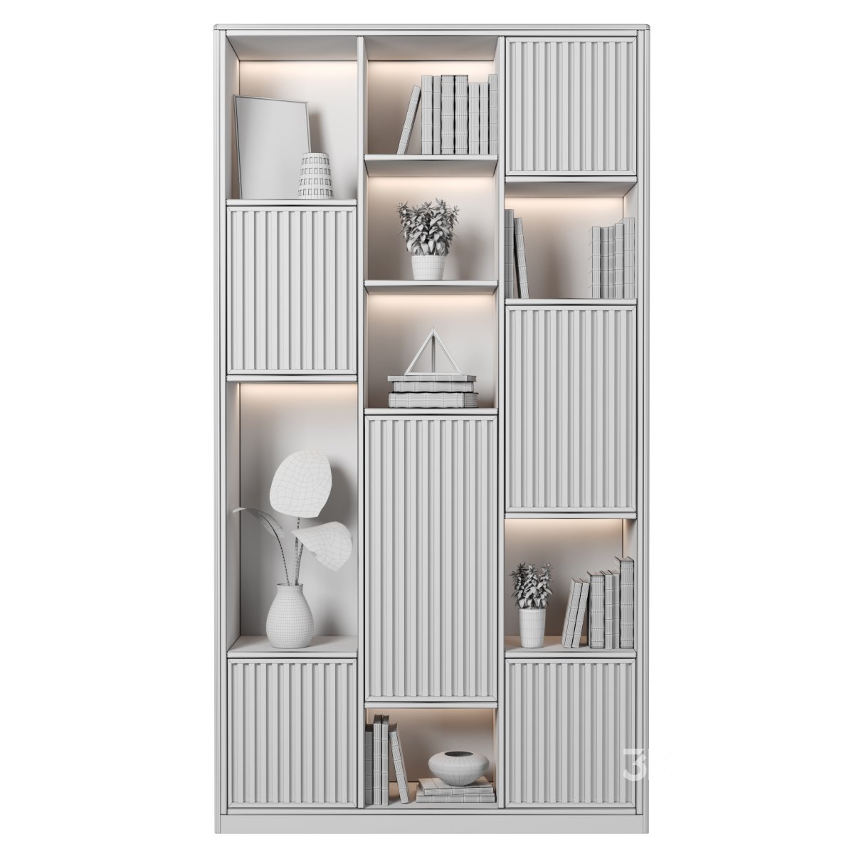 Bookcase 3D model 3dbrute
