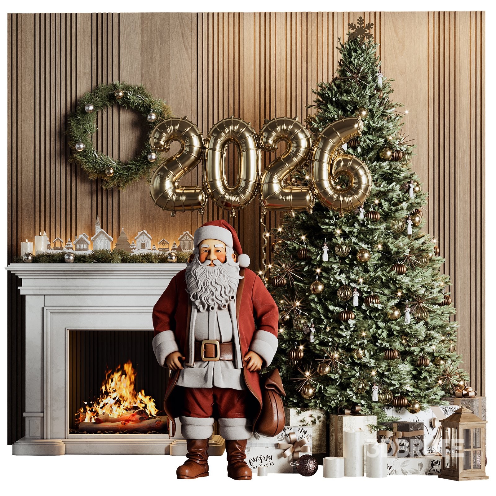 nts, garland, and golden “2026” balloon numbers. Image 1