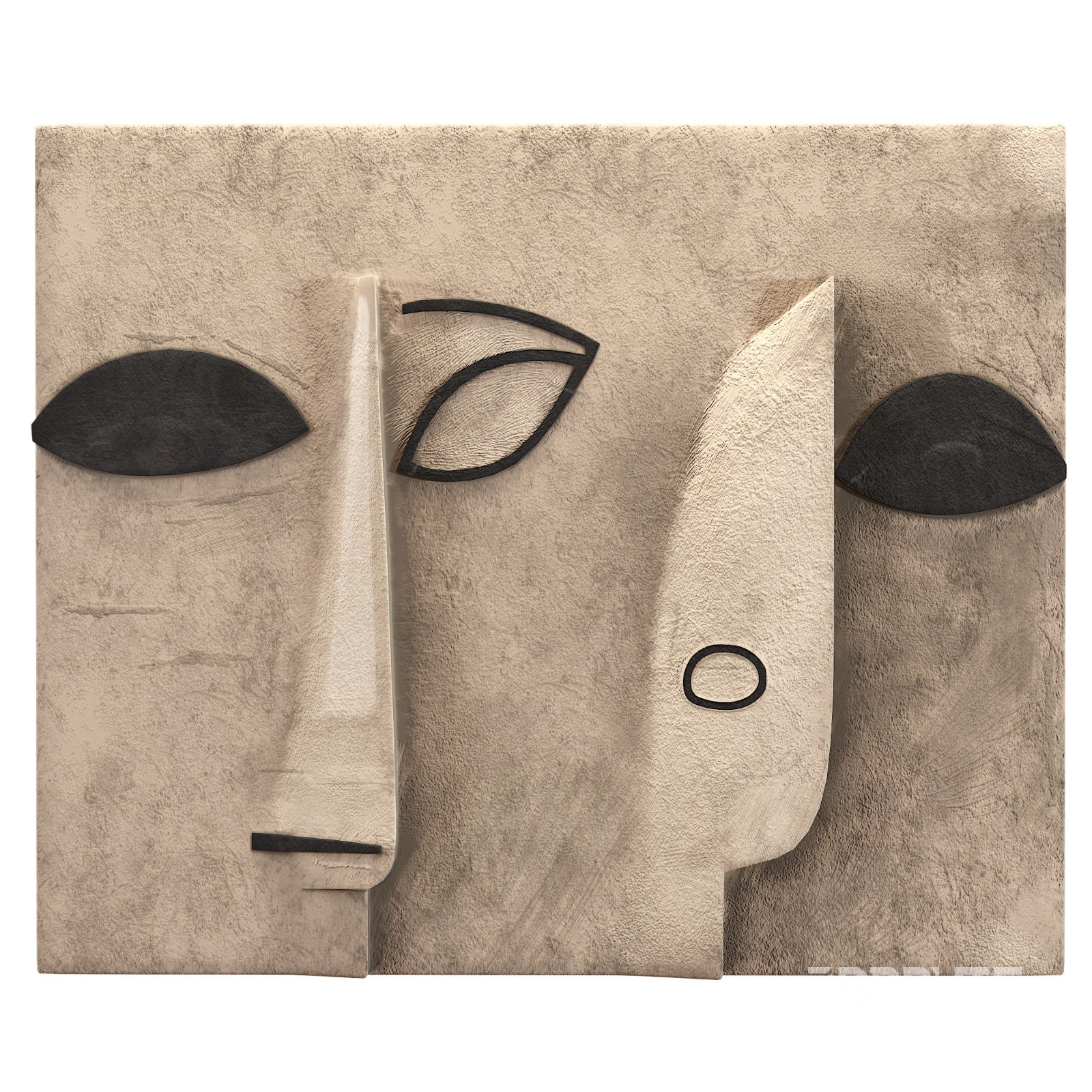 Minimalist Abstract Face Relief Cream Black Image 4