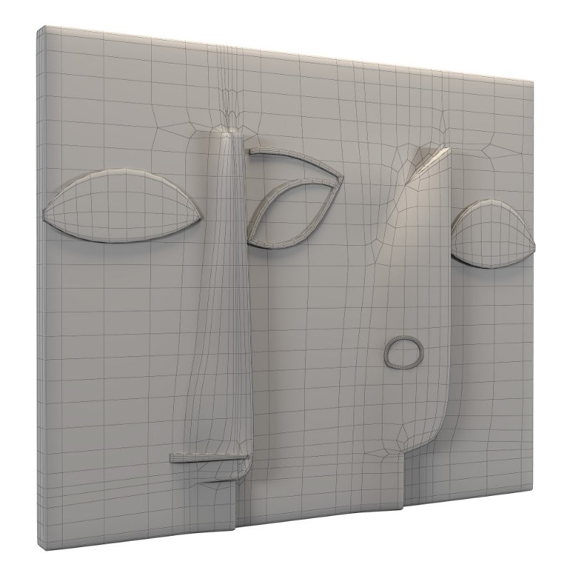 Minimalist Abstract Face Relief Cream Black Image 1