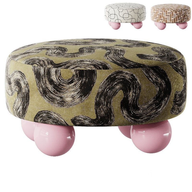 A small ottoman on pink legs Image 1